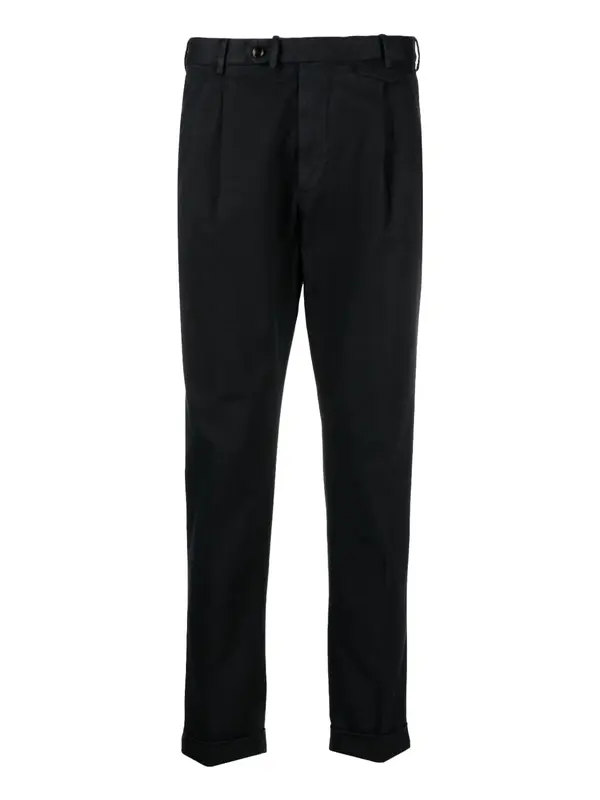 DELL'OGLIO Cotton-blend Tapered Trousers - Black