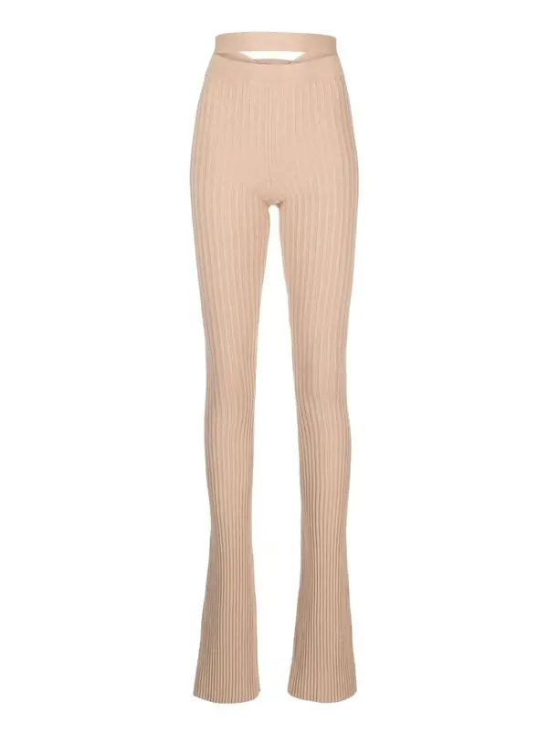 ANDREĀDAMO Ribbed-knit Flared Trousers - Neutrals