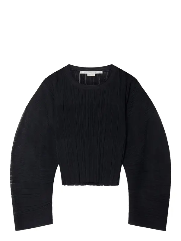 Stella McCartney Fine-knit Plissé Top - Black