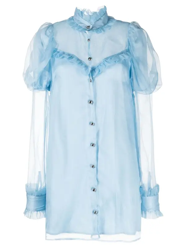 MACGRAW Lighthouse Ruffled Silk Dress - Blue