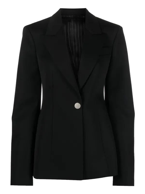 Attico Single-breasted Virgin Wool Blazer - Black