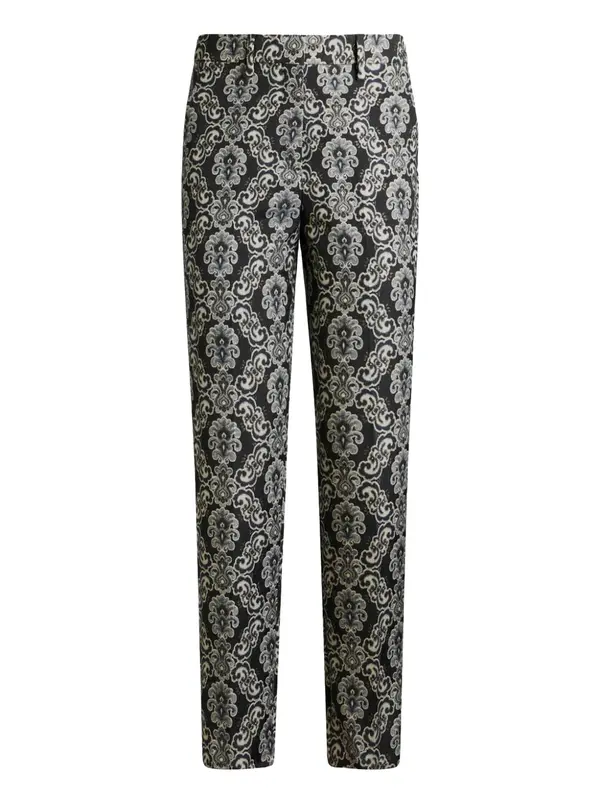 Etro Floral-brocade Cropped Trousers - Black