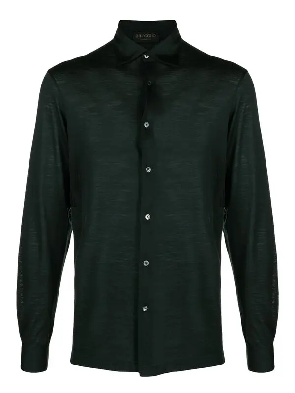 DELL'OGLIO Long-sleeve Merino-wool Shirt - Green