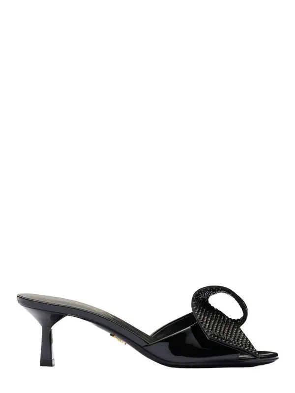 Prada Bow-detail Patent-leather Sandals - Black