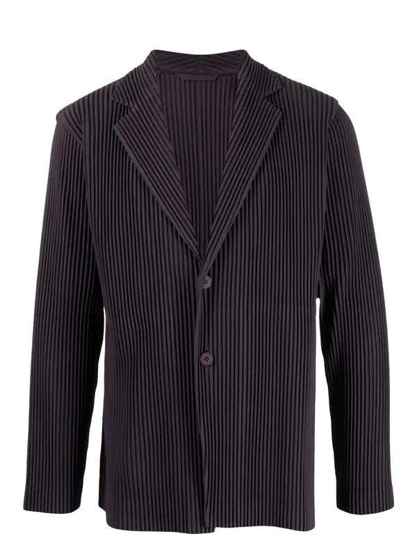 Issey Miyake Notched-lapels Pleated Blazer - Purple