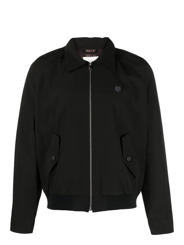 Maison Kitsuné Fox-appliqué Bomber Jacket - Black