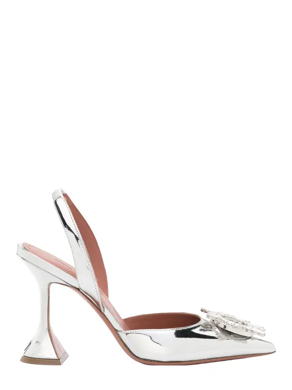 Amina Muaddi Begum 95mm Slingback Pumps - Silver