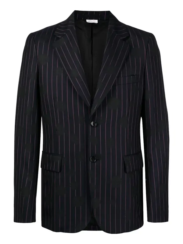 Comme Des Garçons Pinstripe-pattern Wool Blazer - Blue
