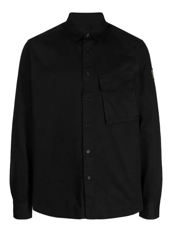 Belstaff Logo-appliqué Cotton Shirt - Black