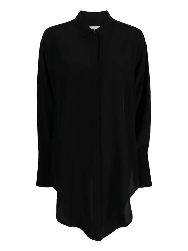 Victoria Beckham Wrap Front Silk Shirt - Black