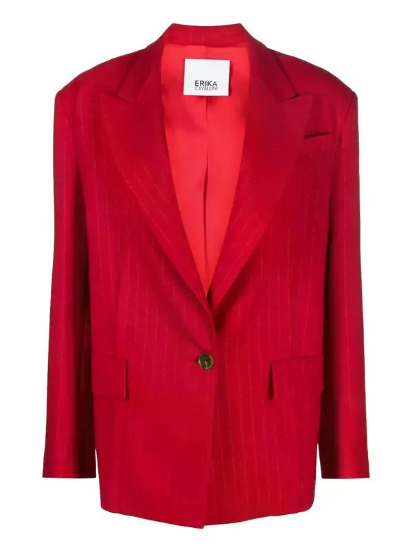 Erika Cavallini Lurex Pinstriped Single-breasted Blazer - Red