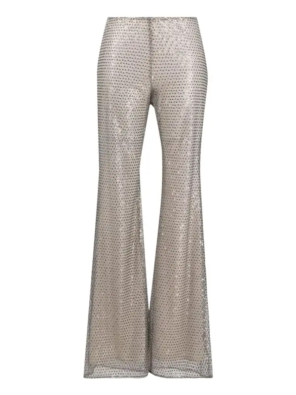 SEMICOUTURE Mid-rise Sequin Embellished Flared Trousers - Neutrals