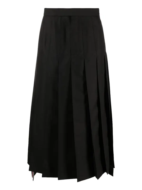 Thom Browne Pleated Wool Maxi Skirt - Black