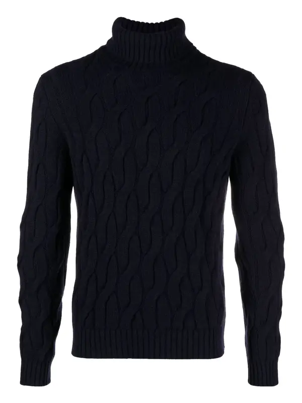 ZANONE Cable-knit Roll-neck Jumper - Blue