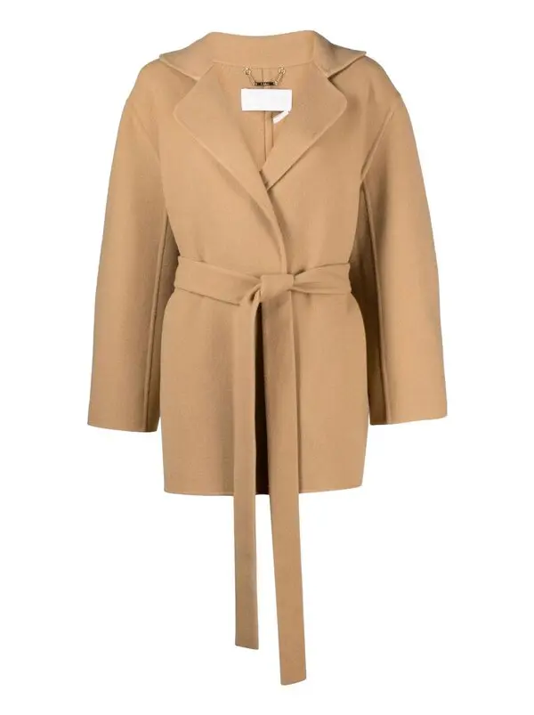 Chloé Brushed Belted Coat Notch Lapels - Neutrals