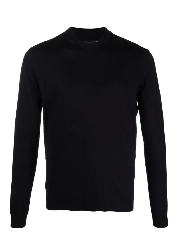 LOW BRAND Layered-neckline Merino Wool Jumper - Blue