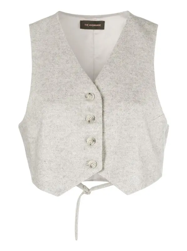 Andamane Nadine Cropped Wool-blend Vest - Grey