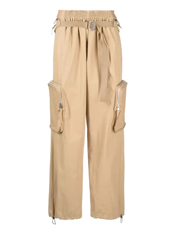 DION LEE Belted Straight-leg Trousers - Brown