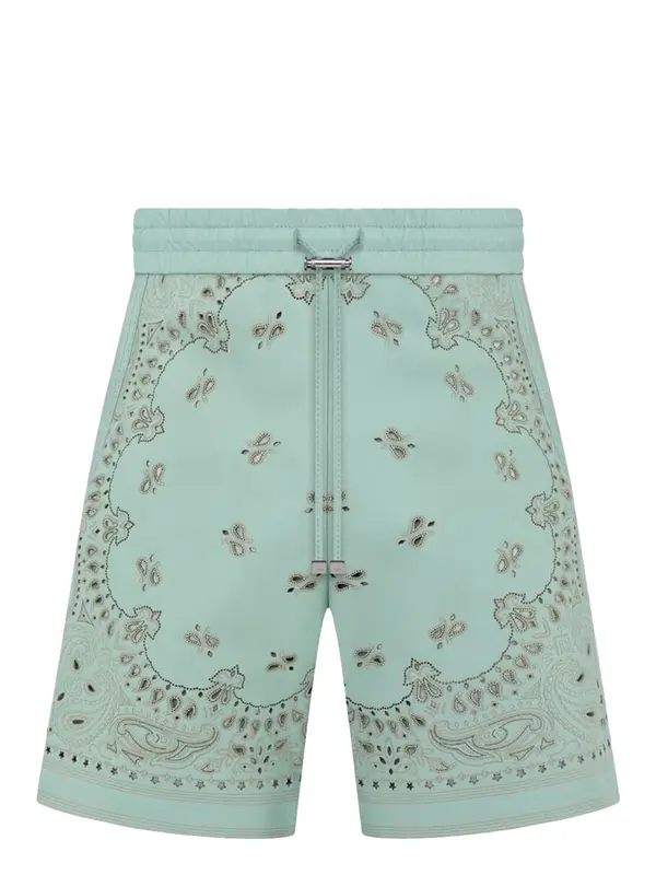 Amiri Bandana Print Leather Shorts - Green