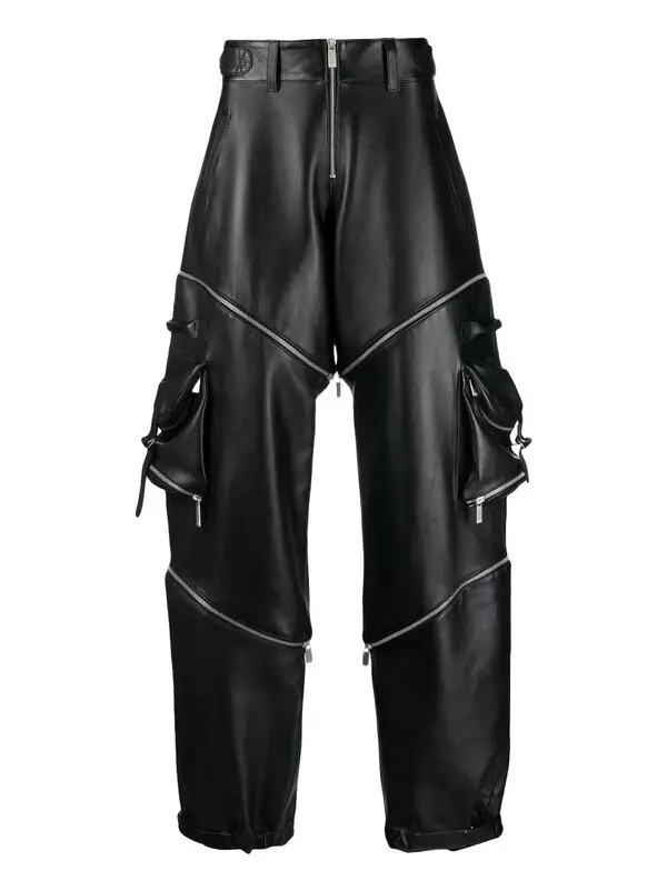 Off-White Adjustable Leather Cargo Trousers - Black