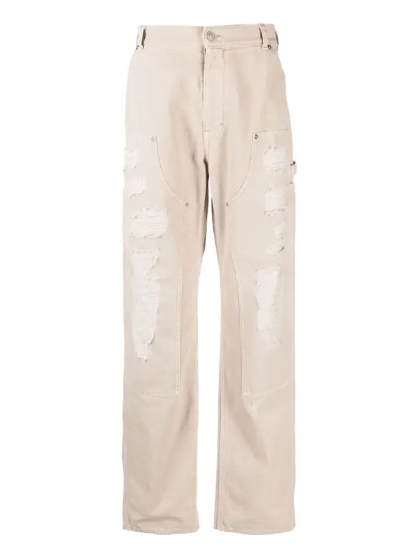 1017 Alyx 9sm Destroyed Canvas Carpenter Trousers - Neutrals