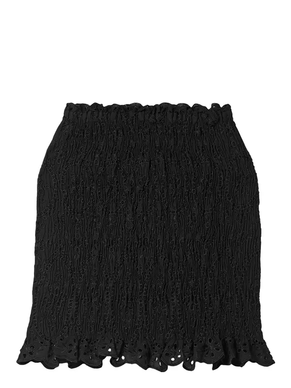 Charo Ruiz Ibiza Paola Broderie Anglaise Mini Skirt - Black