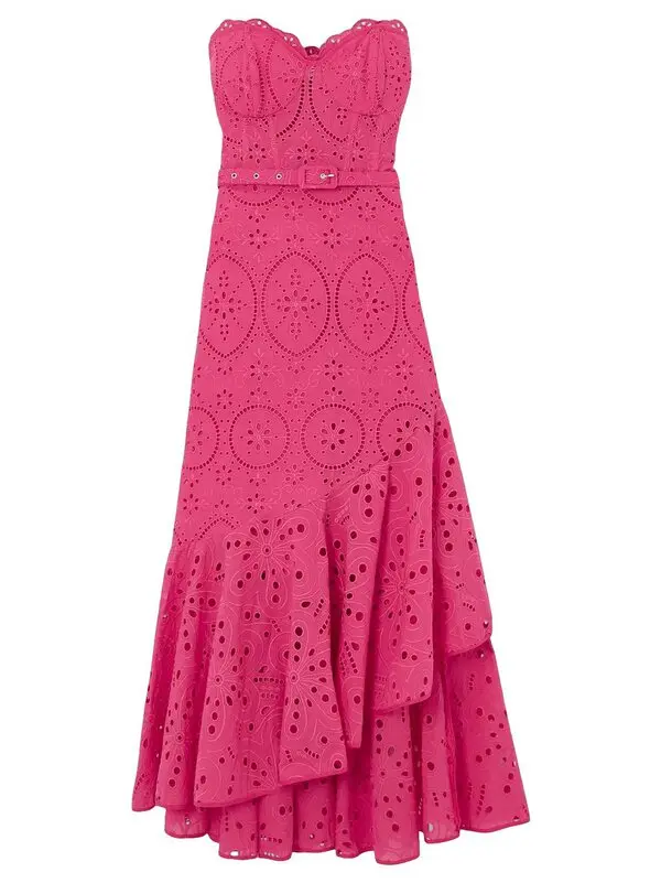 Charo Ruiz Ibiza Aurora Strapless Midi Dress - Fuchsia