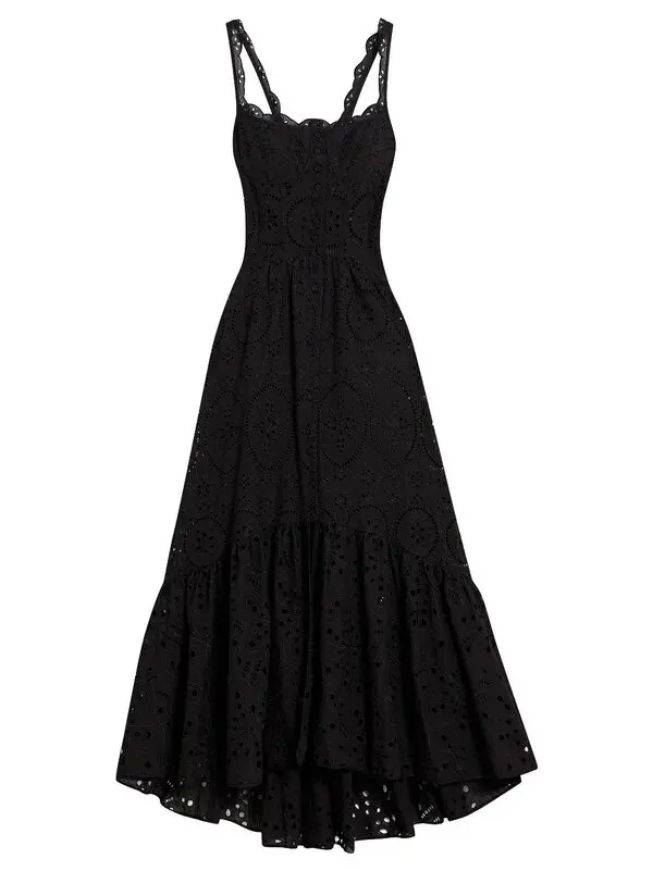 Charo Ruiz Ibiza Irene Tiered Broderie Anglaise Maxi Dress - Black