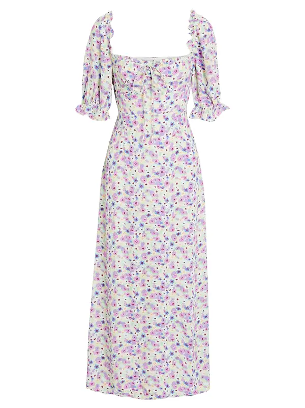 Rixo Montenegro Floral-print Crepe Midi Dress - Lilac