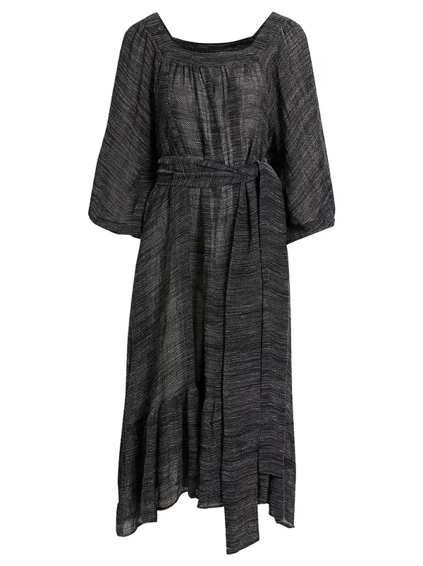 Lisa Marie Fernandez Laure Linen-blend Gauze Midi Dress - Black