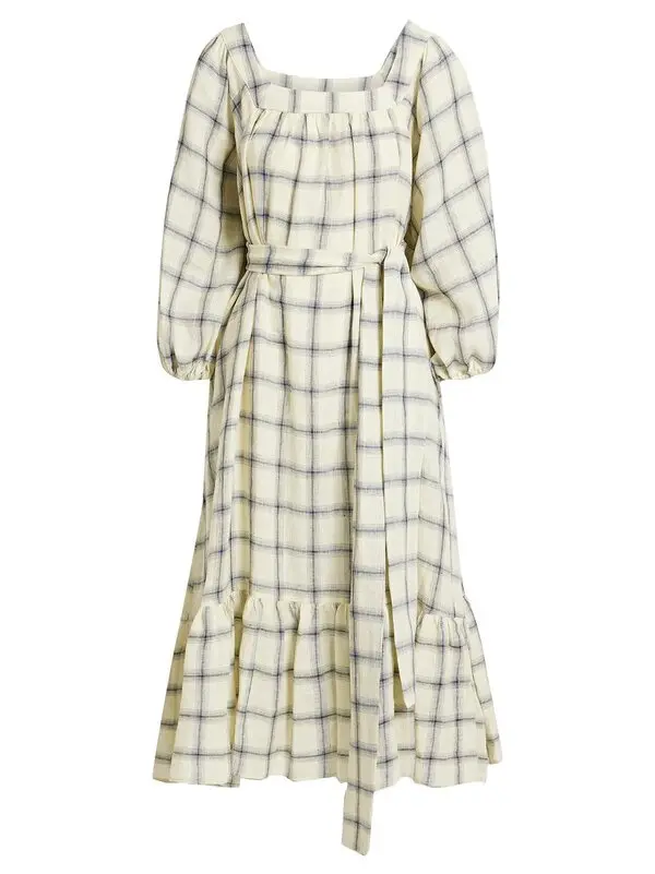 Lisa Marie Fernandez Laure Linen-blend Gauze Midi Dress - Pastel Yellow