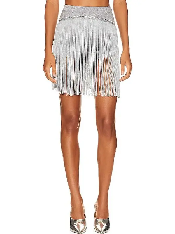 UNDERSTATED LEATHER Satine Knitted Fringe Shorts - Silver Lurex