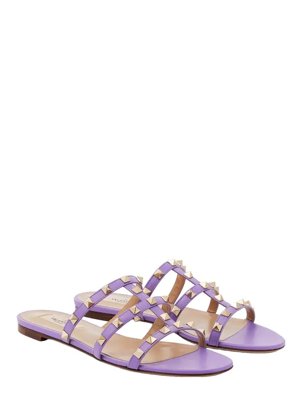 Valentino Garavani Rockstud Leather Sandals - Purple