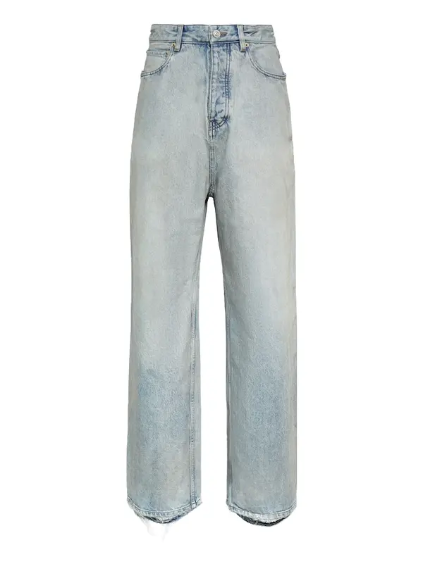 Balenciaga Distressed Wide-leg Jeans - Blue