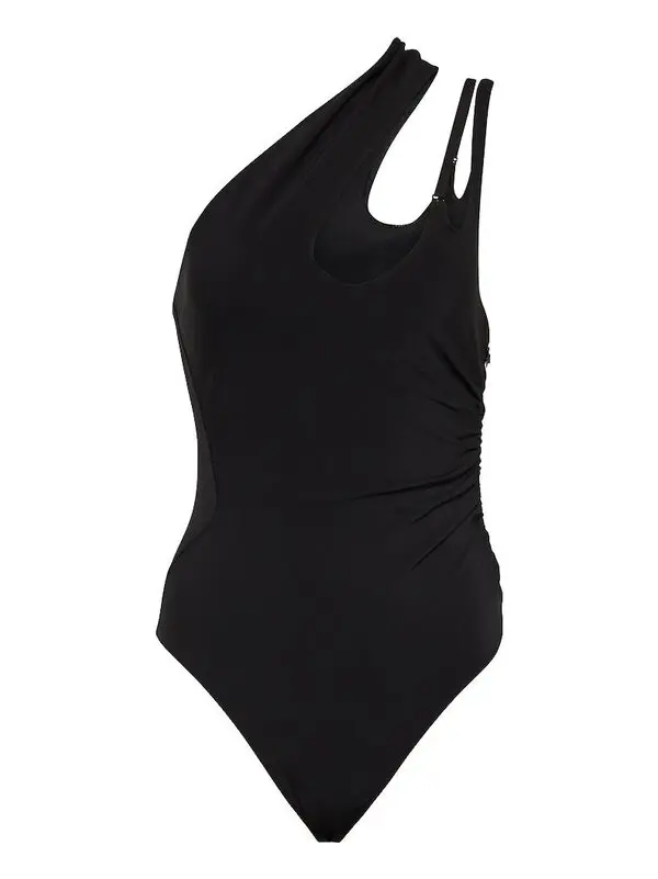 MUGLER Asymmetric Jersey Bodysuit - Black