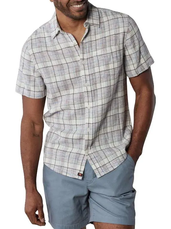 THE NORMAL BRAND Freshwater Short Sleeve Button-up Shirt - Clear Sky Plaid