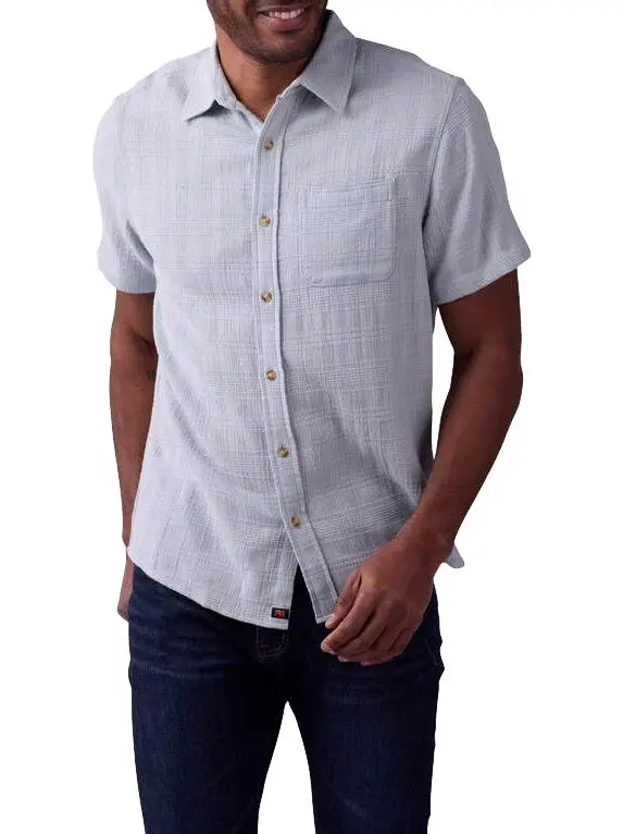 THE NORMAL BRAND Freshwater Short Sleeve Button-up Shirt - Misty Harbor Dobby