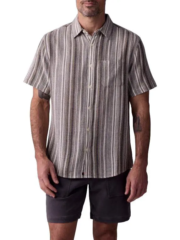 THE NORMAL BRAND Freshwater Short Sleeve Button-up Shirt - Sandy Shore Stripe