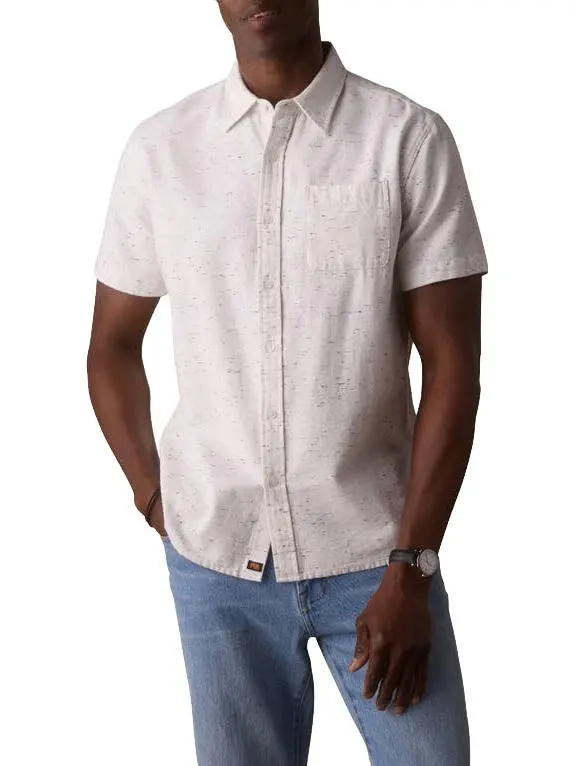 THE NORMAL BRAND Freshwater Short Sleeve Button-up Shirt - White Neptune