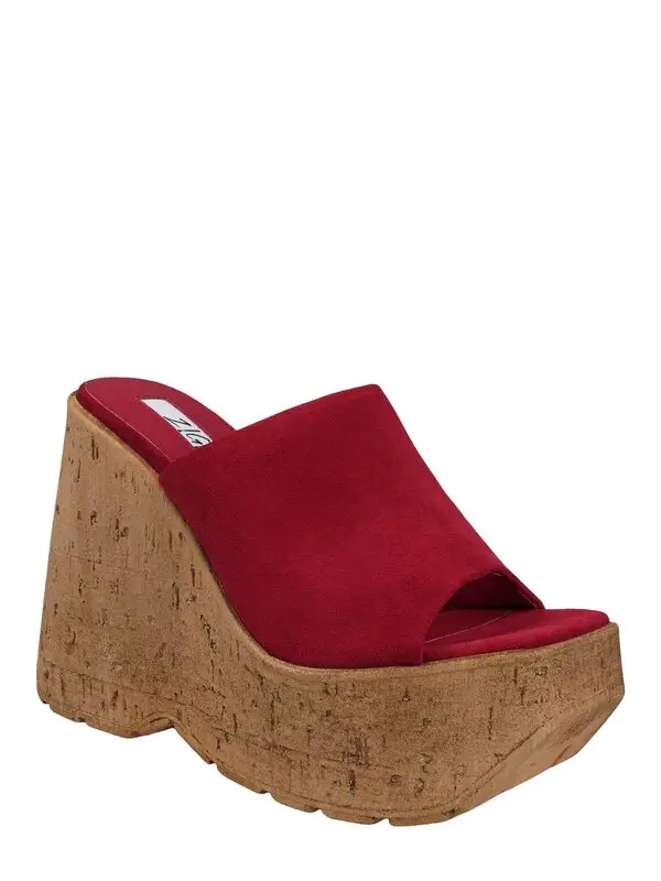 ZIGI Zhamira Platform Wedge Sandal - Red Suede