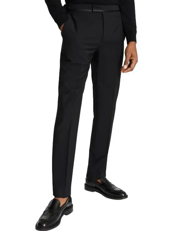 REISS Poker Slim Fit Wool Blend Pants - Black
