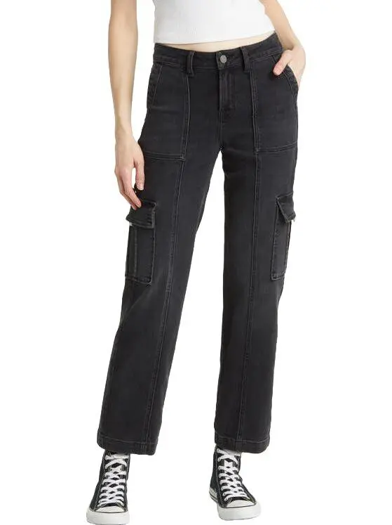 HIDDEN JEANS Straight Leg Cargo Jeans - Black