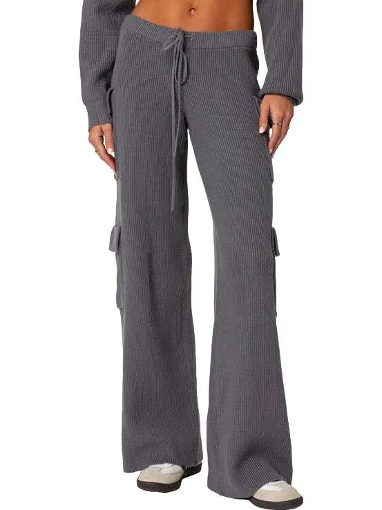 EDIKTED Wynter Drawstring Cargo Sweater Pants - Gray