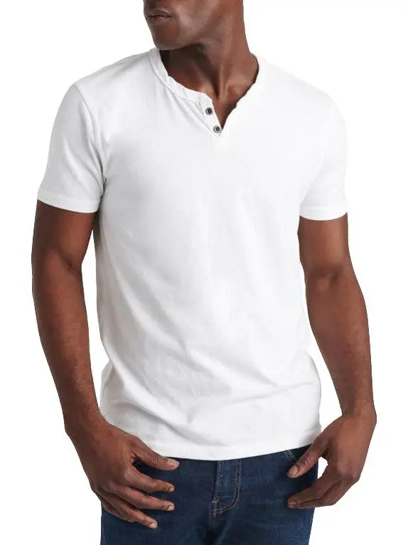 Lucky Brand Button Notch Neck T-shirt - Bright White