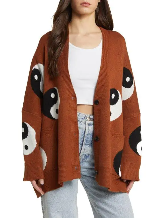 DRESSED IN LALA Main Character Oversized Cardigan - Cinnamon