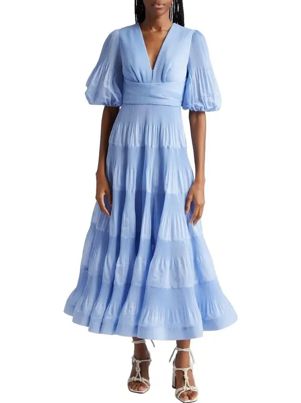 Zimmermann Pleated Tiered Midi Dress - Jacaranda