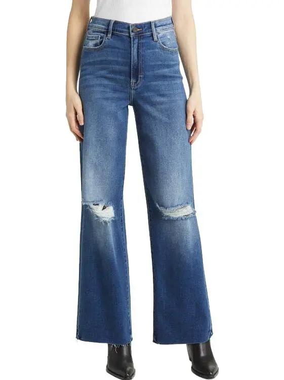 HIDDEN JEANS Ripped Straight Leg Jeans - Dark Wash