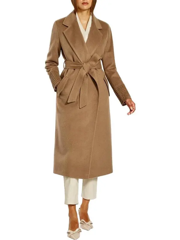 Sentaler Belted Alpaca Blend Wrap Coat - Dark Camel