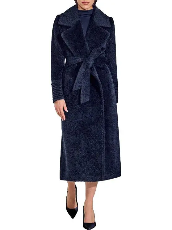 Sentaler Wool And Alpaca-blend Bouclé Wrap Coat - Midnight Blue