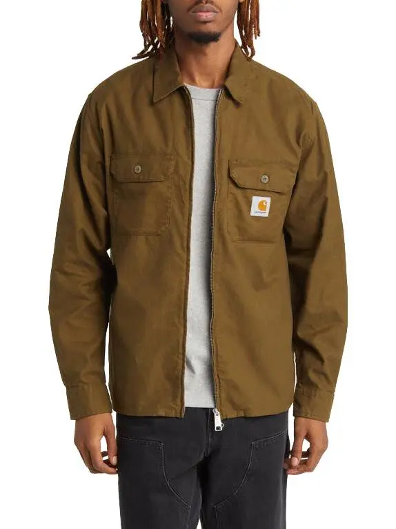 Carhartt Work In Progress Milford Zip Front Cotton Twill Shirt Jacket - Highland